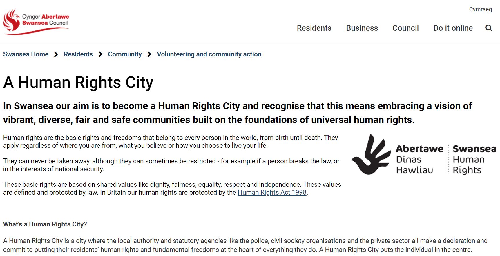 Swansea: A Human Rights City – Make Your Pledge | Poststructuralist Cities