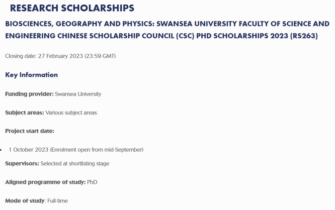 PhD Research Scholarship Fully Funded: Chinese Scholarship Council Scheme (CSC) at Swansea ...